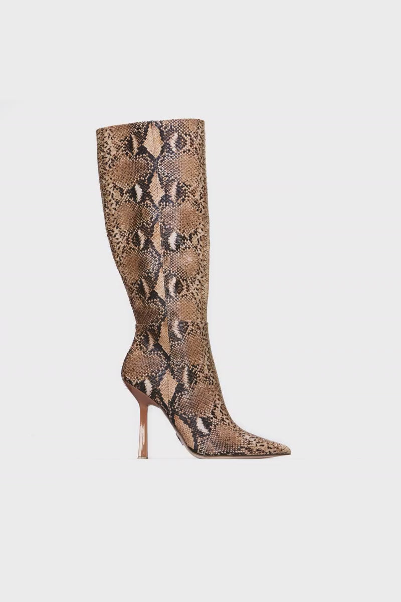 KATHLEEN Natural Snake Boots - Steve Madden Australia